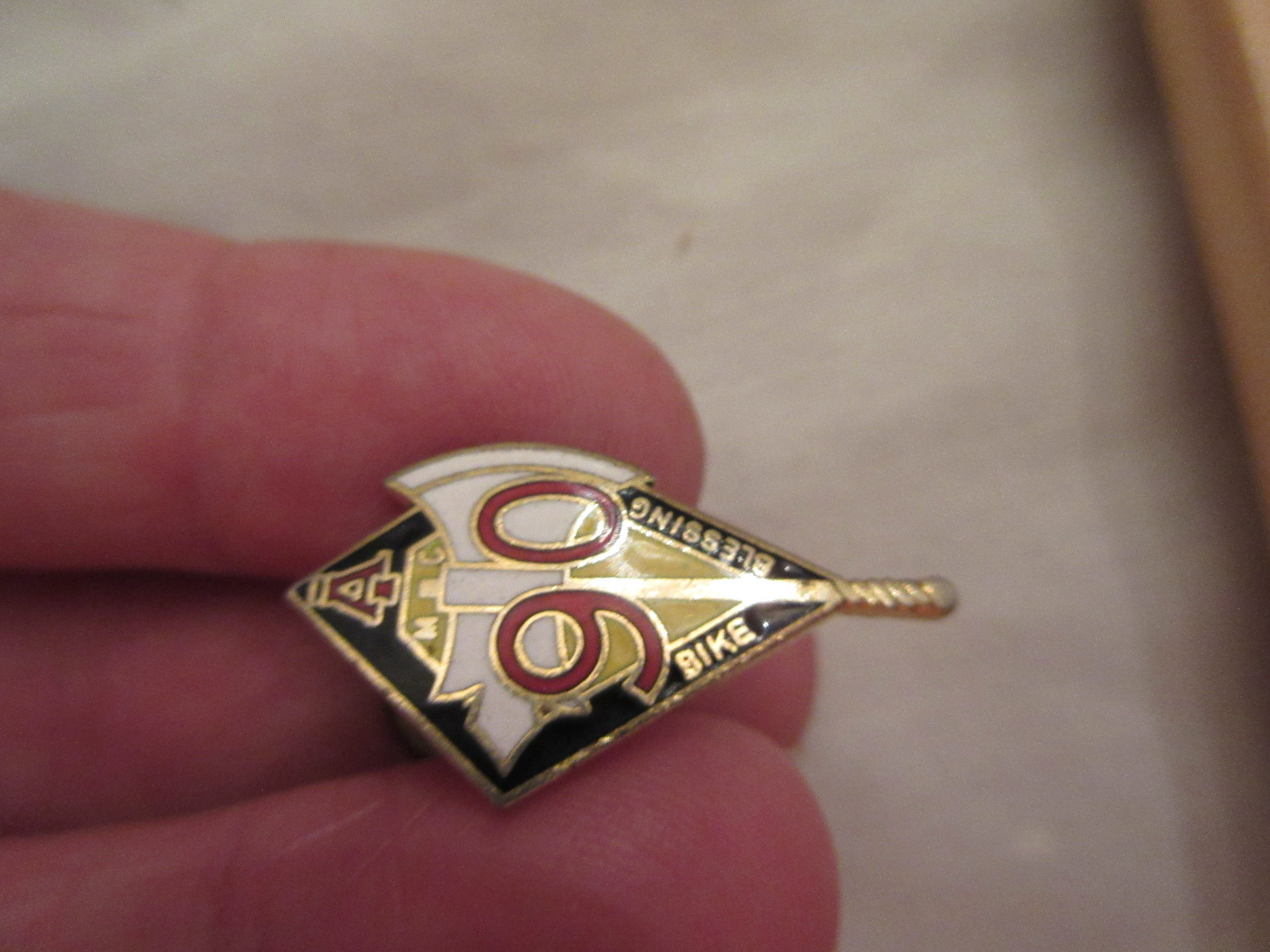 Vintage Gold 90 Bike Blessing, Screw Back, Badge Pinback, Trademarked ...