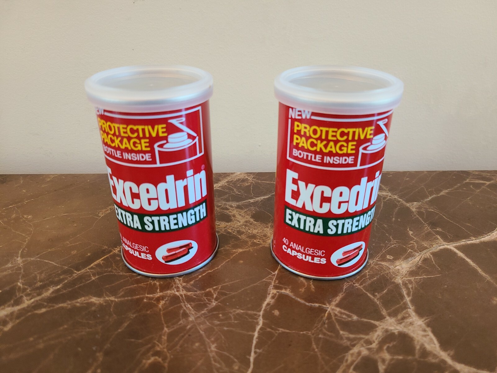 ~ Vintage EXCEDRIN Extra Strength Aspirin Analgesic Capsules Tin Can ...