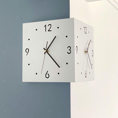 Double Sided Corner Wall Clock Square Decorative Clock with Numeral ...