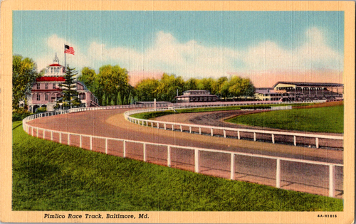 Vintage 1943 Pimlico Horse Race Track Field View Baltimore Maryland MD ...