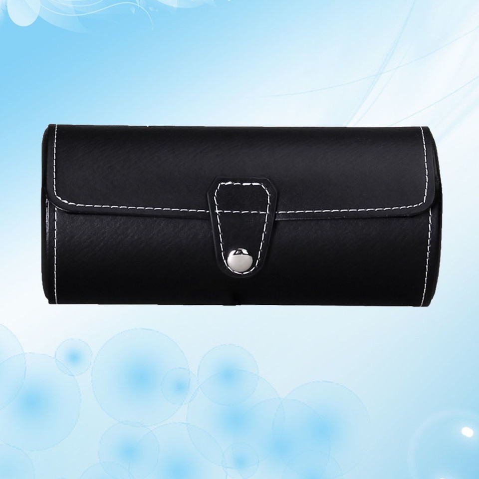 2 Pieces Watch Storage Display Box Round PU Case Watches Collection ...