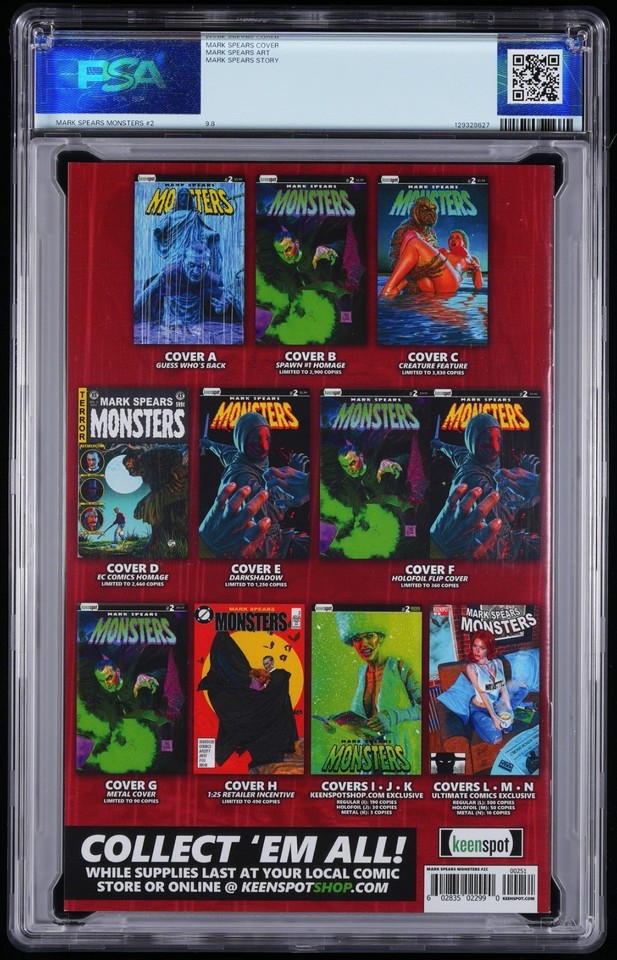 Mark Spears Monsters #2 Dark Shadows Variant Cover First Print PSA 9.8 ...