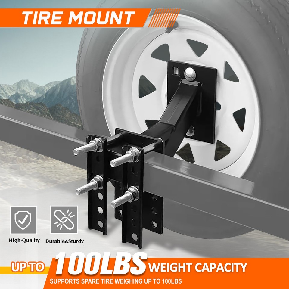 Trailer Spare Tire Mount Kit Locking Wheel Bracket Carrier Cargo Holder ...