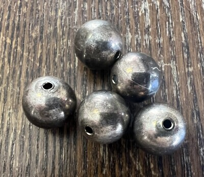 Vintage Darkened Silver Plate Metal Squash Design Style Round Bead ...