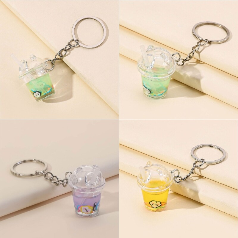 Acrylic Fruit Charm Cup Keychain Fashion Jewelry Women Girl Keyholder ...
