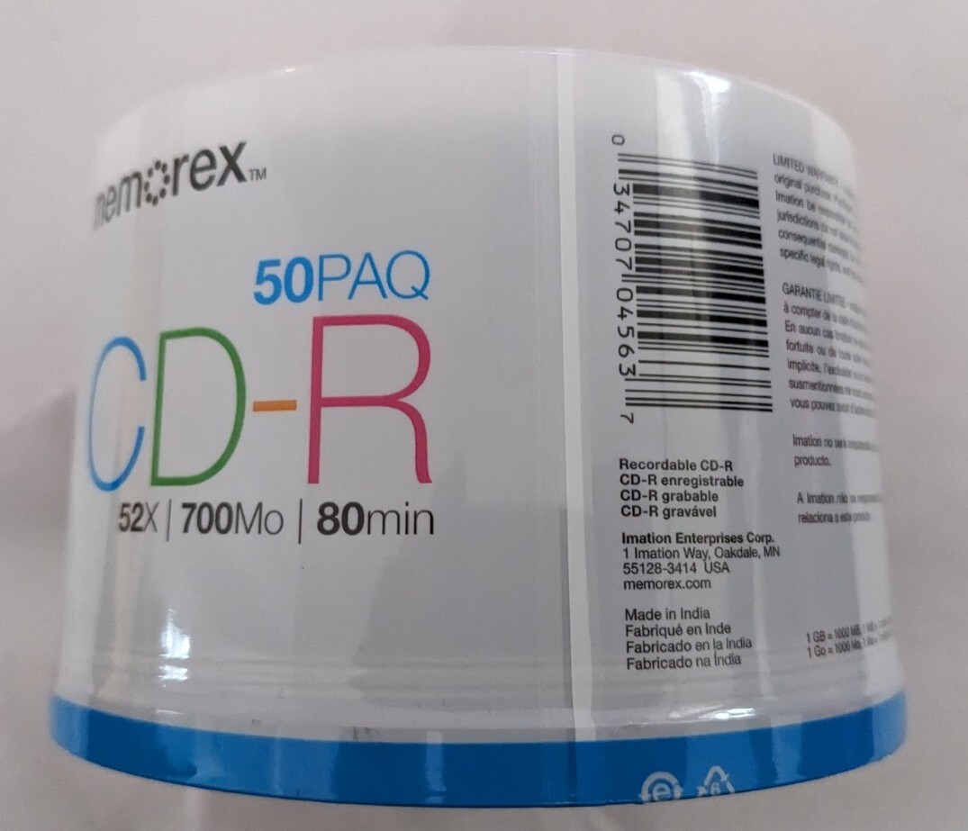 Memorex CD-R 52X 700MB 80 Min Blank Compact Discs Spindle Case 50 Pack ...
