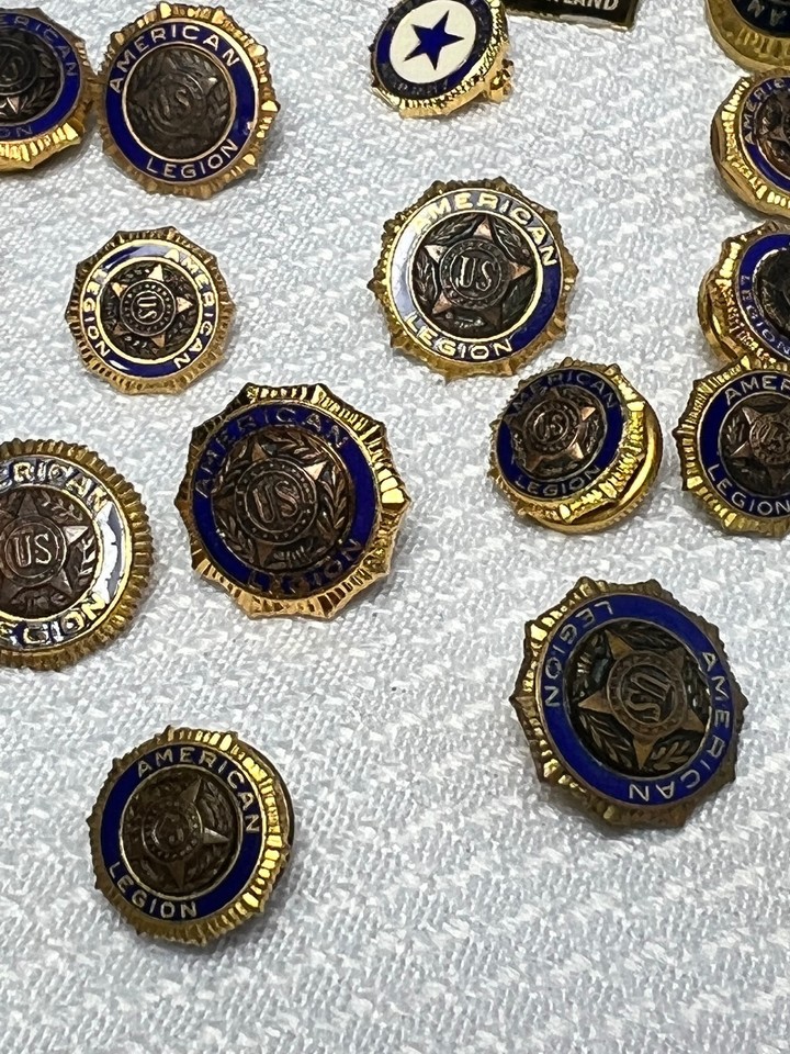 VTG Military American Legion Enamel & Metal Ribbon Pin Button Garrison ...