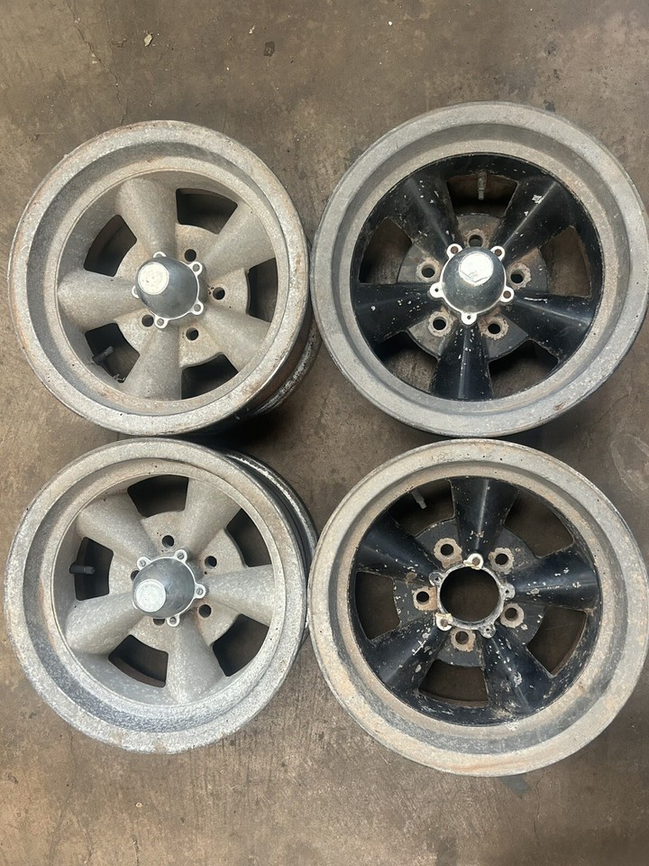 Torque Thrust Style Vintage 5 Spoke Mag Wheels Rims 14x6 Set of 4 Chevy ...