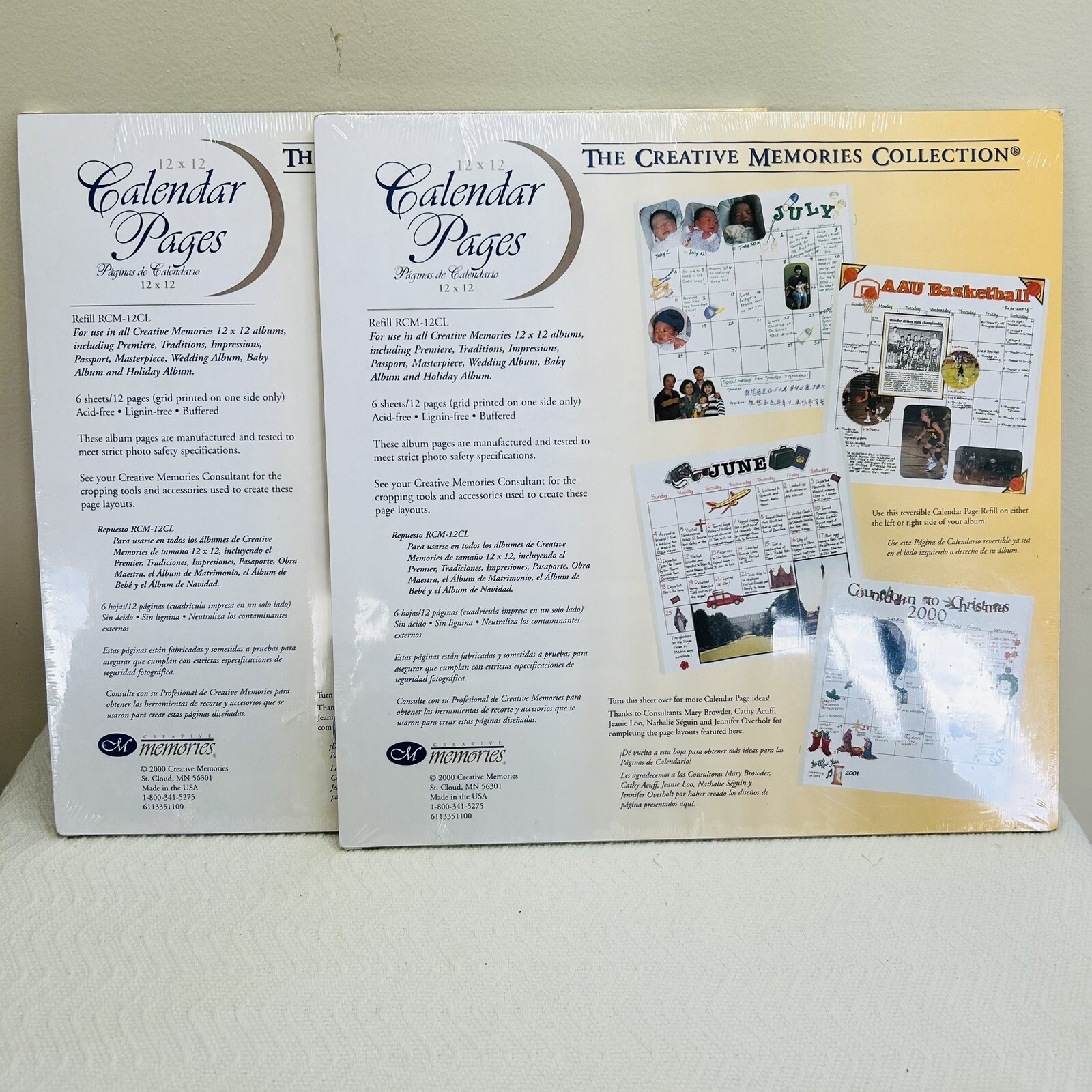 Creative Memories 12x12 CALENDAR PAGES New 2 Packs 6 Pages Each 12 ...