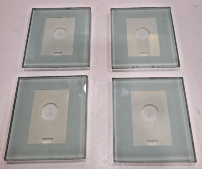 Crate & Barrel 4 Pc Glass Picture Frame Coasters 4" x 4.25" For 2" x 3 ...