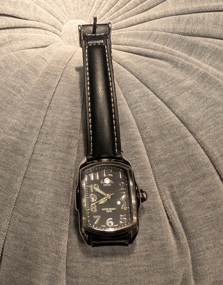 ACTIVA Swiss Tonneau Watch Leather Strap Water Resist 30M SM455 | eBay