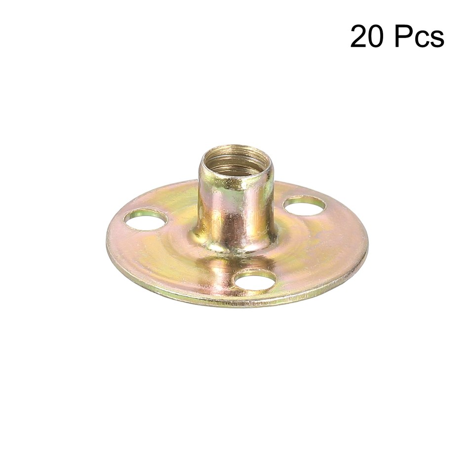 20pcs 1/4"-20 Brad Hole Tee Nut Carbon Steel Round Base Screw-in T-Nuts ...