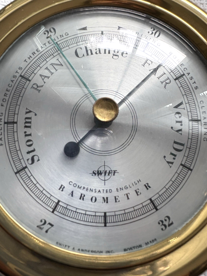 Vintage Swift Compensated English Barometer Brass Wall Mount Weather ...