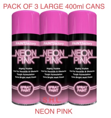 PACK OF 3 LARGE 400ml NEON PINK SPRAY PAINT | eBay UK