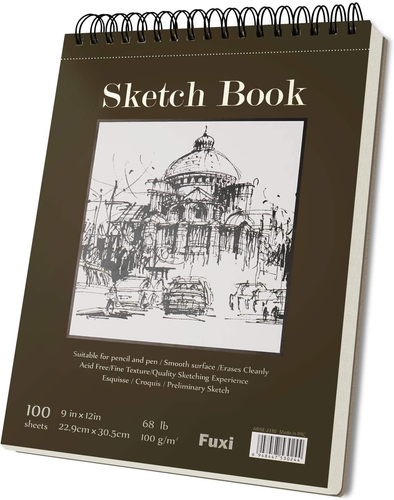 9 X 12 Inches Sketch Book Top Spiral Bound Sketch Pad 1 Pack 100-Sheets ...
