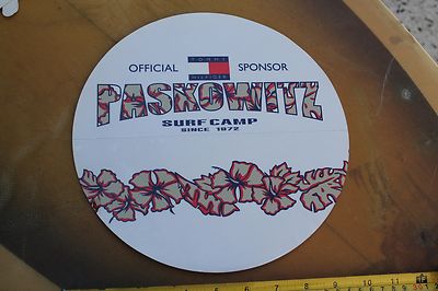 PASKOWITZ SURF CAMP Tommy Hilfiger 1999 CA OC SD Vintage Surfing Decal ...