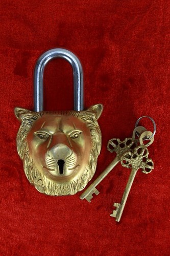 Antique Lion Padlock Rare Brass Working Lock Vintage Bronze Old Lock ...