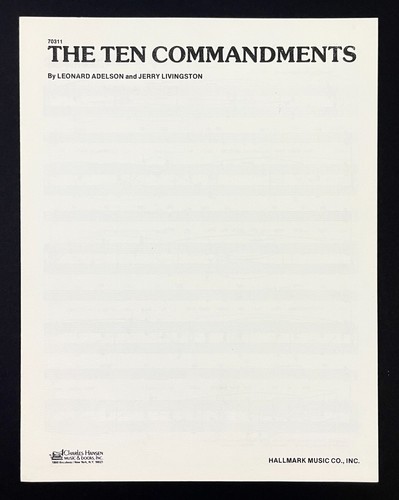Ten Commandments Religious 1960 Vtg Sheet Music Piano Guitar Aelson ...