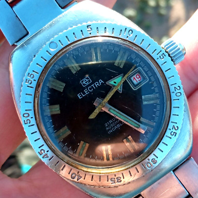 ELECTRA Skin Diver 20 ATM Automatic Stainless Steel Rare Vintage 38mm ...