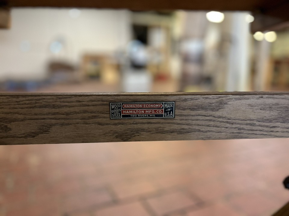 Hamilton Mfg. Co. Industrial Antique Oak Wooden Drafting Table, Circa ...
