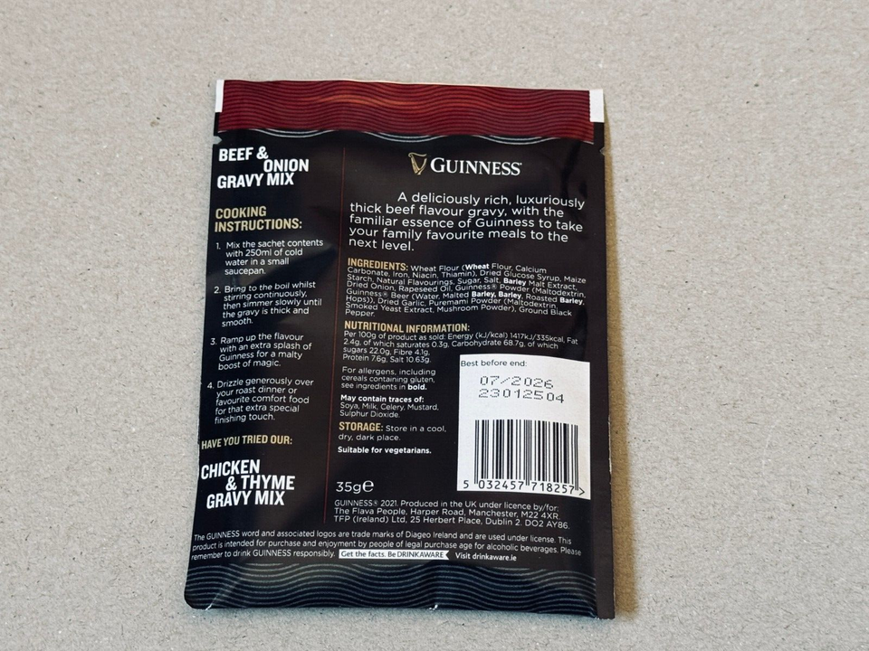 New - Official GUINNESS Beef and Onion Gravy Mix - 35g Packet | eBay UK