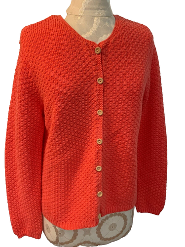 TALBOTS Salmon Orange 100% Cotton Long Sleeve Button Cardigan Sweater ...