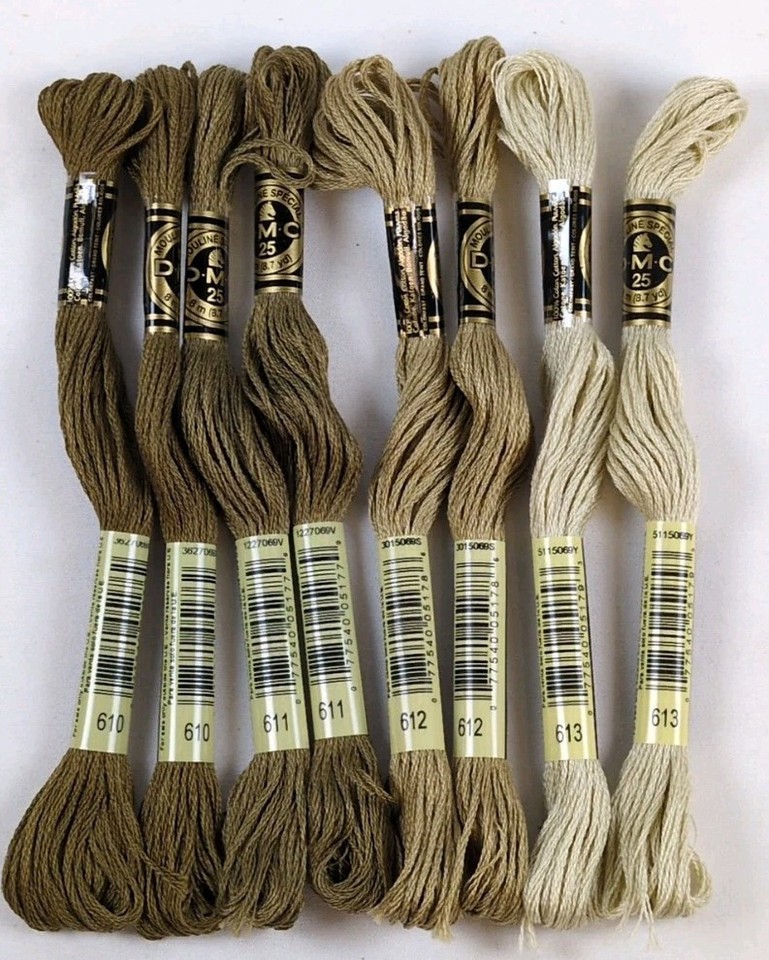 DMC 6-Strand Embroidery Cotton- Drab Brown Shades 610-613 - 8 Skeins 8 ...