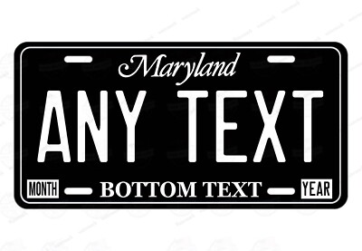 Maryland Black & White Personalized License Plate Metal Tag Auto ATV ...