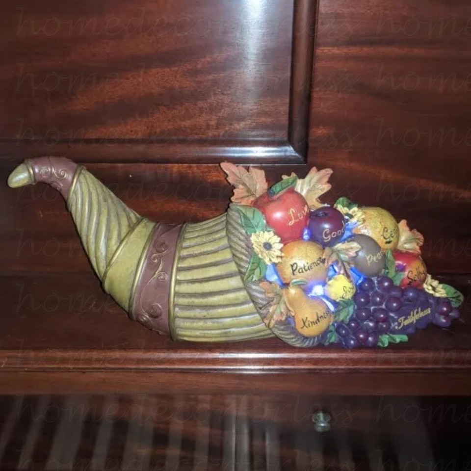 Lighted Color Changing Fall Harvest Cornucopia Thanksgiving Table ...