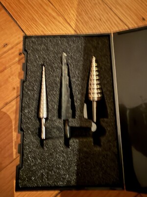 3 Piece MULTI HOLE STEP DRILL BIT quick release WITH Case | eBay