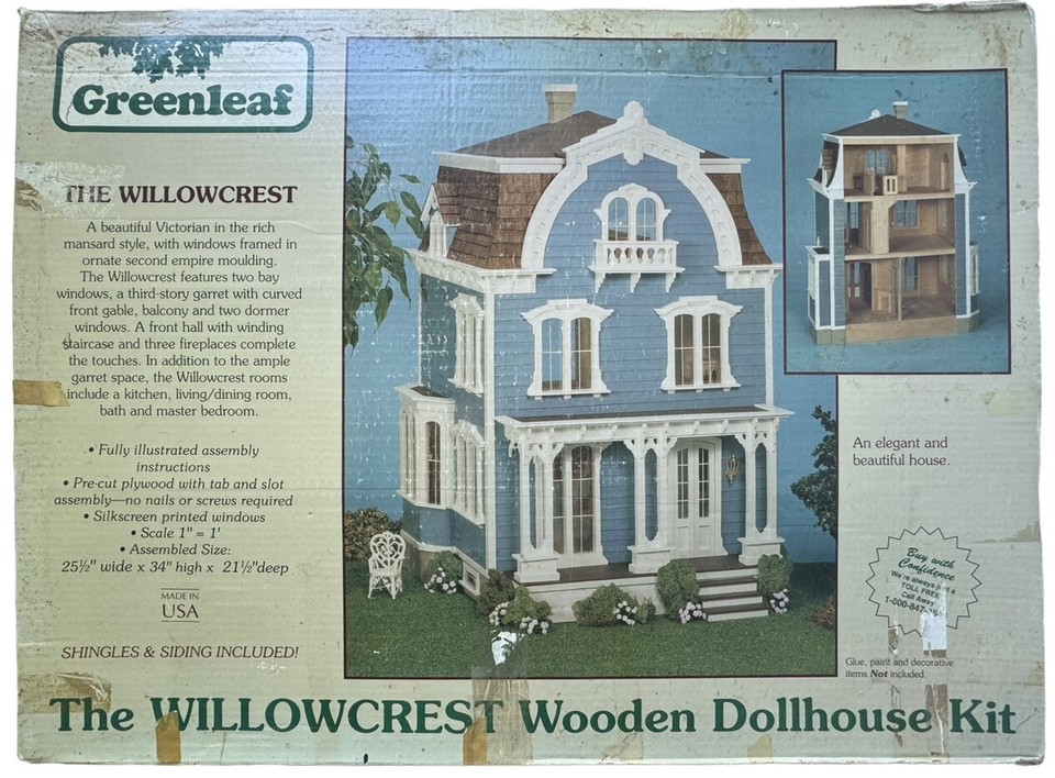 Greenleaf Willowcrest Wooden Dollhouse Kit Victorian Open Box Vintage 1 ...