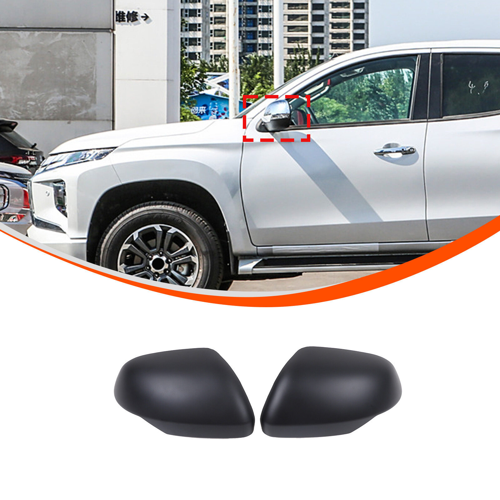 L+R Matte Black Mirror Wing Cover Trim For Mitsubishi L200 Triton 2019 ...