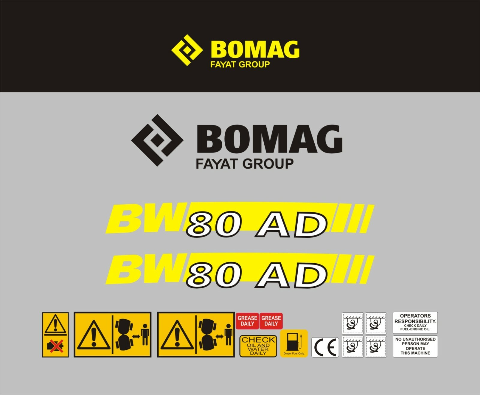 Bomag BW 80 AD-5 Roller Decal Set. | eBay