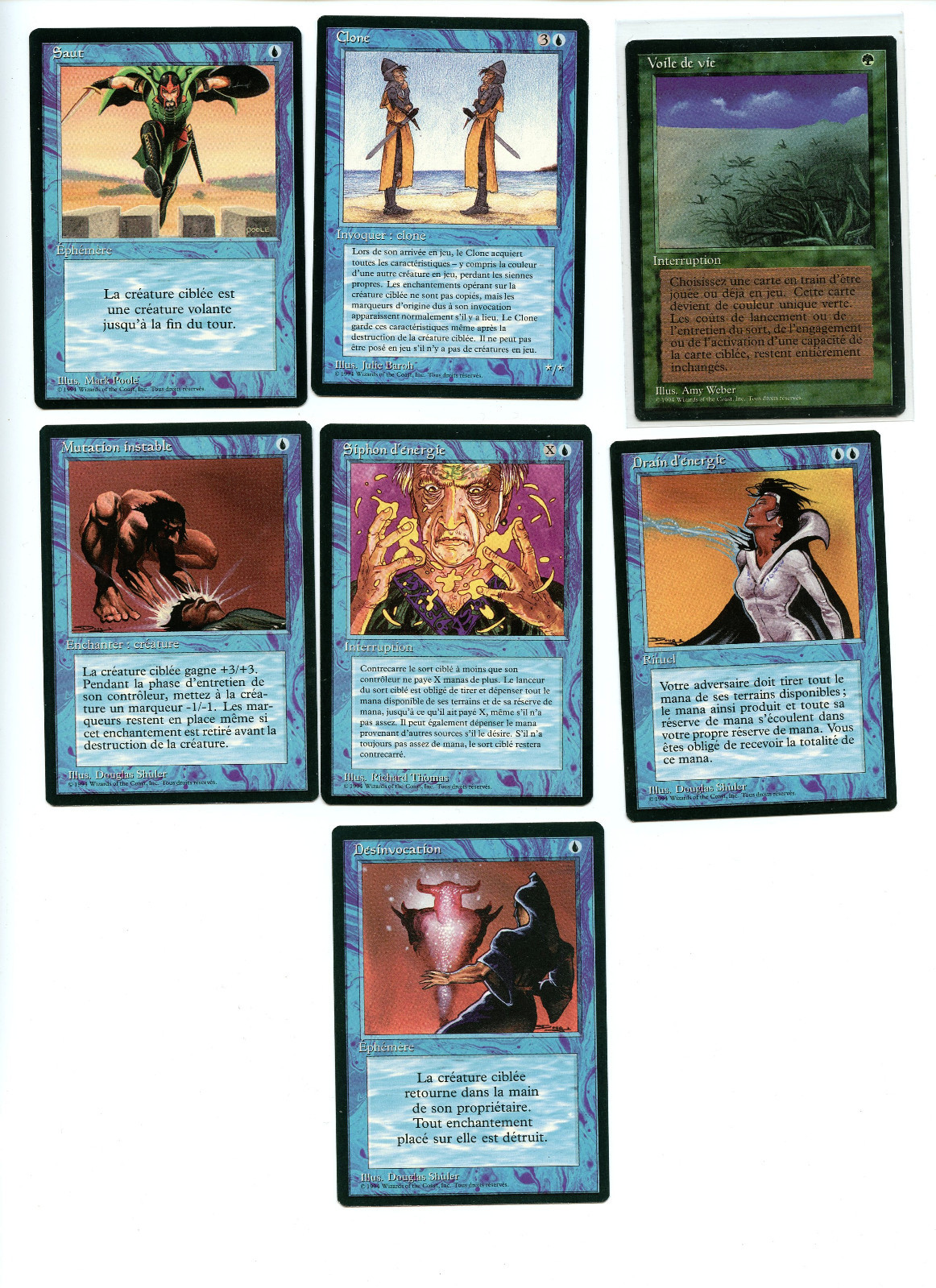 MTG French Revised Limited Black NM/Mint Unplayed 7 card lot WOTC ...