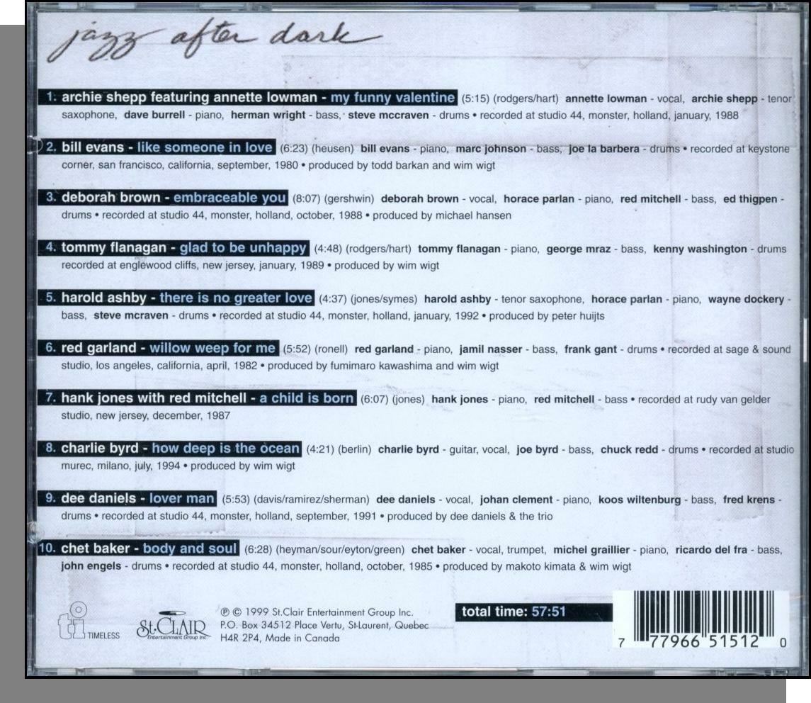 Jazz After Dark - New 80's and 90's Jazz Numbers CD! Various Artists ...