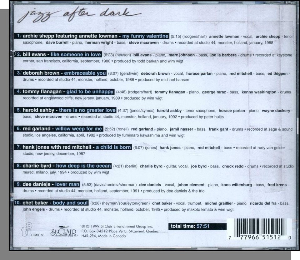 Jazz After Dark - New 80's and 90's Jazz Numbers CD! Various Artists ...