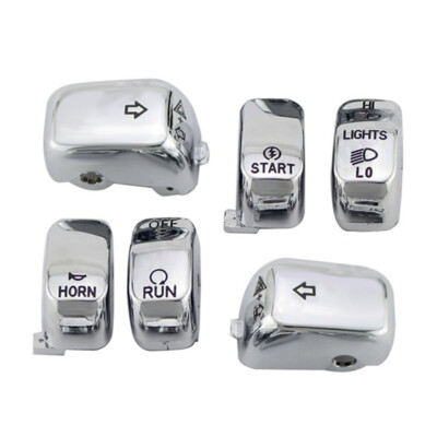 6x Chrome Hand Control Switch Cap Button Kit For Harley Softail ...