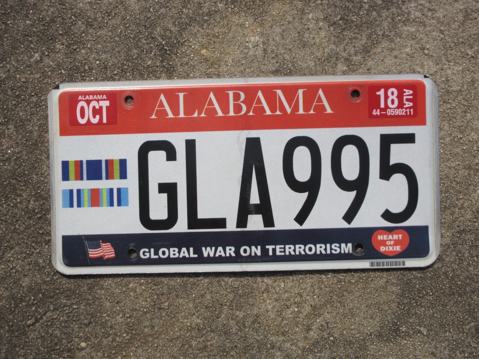 2018 Alabama Global War on Terrorism License Plate Air Force Army Coast ...