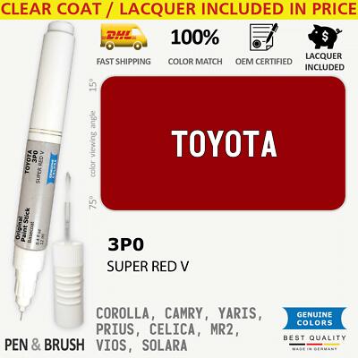 3P0 Touch Up Paint for Toyota Red COROLLA CAMRY YARIS PRIUS CELICA MR2 ...