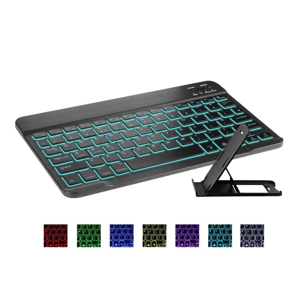 LED Rechargeable Wireless Bluetooth Keyboard For MAC iOS Android PC ...