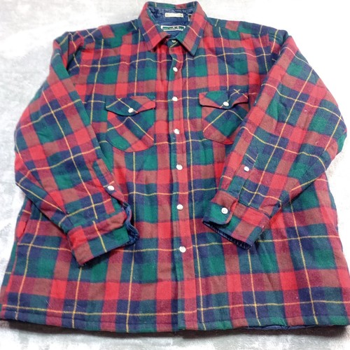 Vintage Shirt Jacket Shacket XL Red Tartan Plaid Quilt Lined Single ...