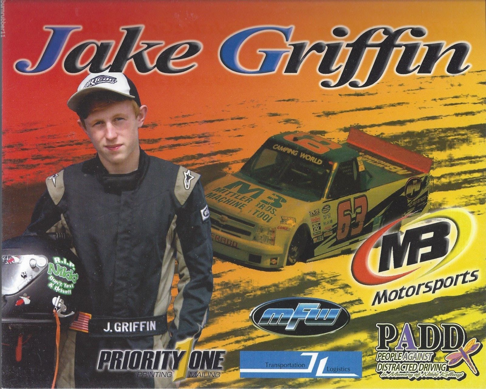 2015 JAKE GRIFFIN "M3 MOTORSPORTS" #63 NASCAR CWTS MARTINSVILLE ...