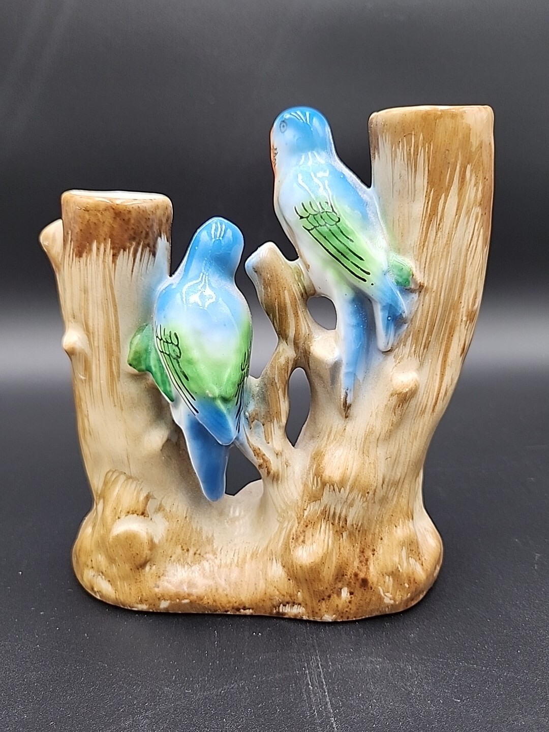 Vintage Double Vase Blue Parakeet Love Birds Porcelain Japan | eBay