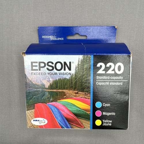 EPSON 220 Standard Capacity Tri-Color Ink Cartridges Sealed Box Exp 05/ ...