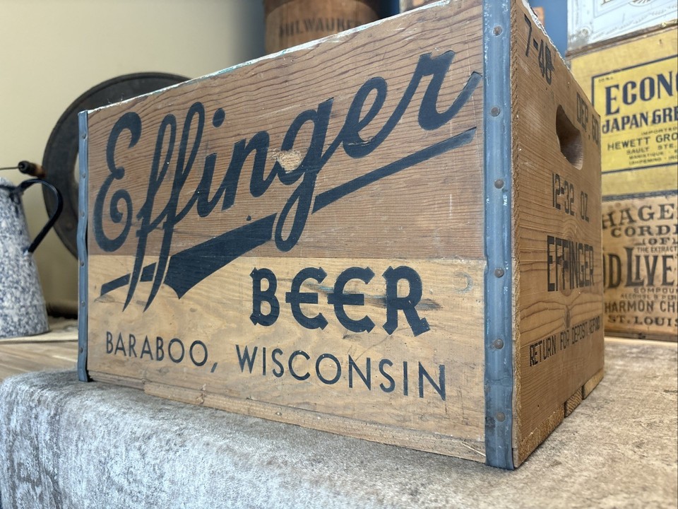 Vintage Wooden Beer Crate Effinger Brewing Baraboo Wisconsin Box 1948 ...
