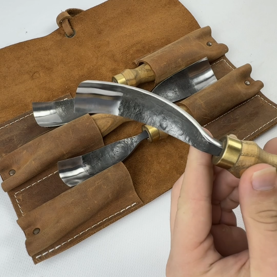 Hand-Forged Bent Gouges – 52100 Steel Blades, Ash Handles, Spoon ...