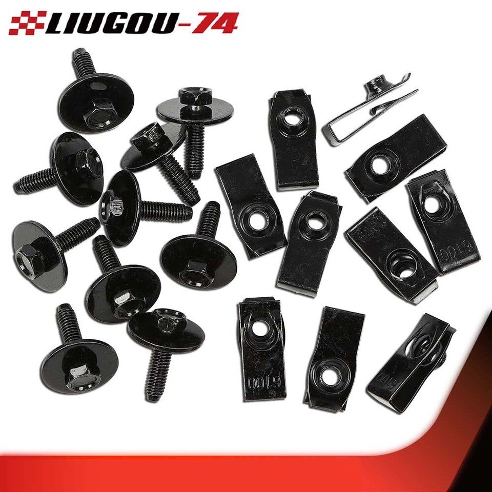 Fit For Ford Truck Body Bolts & U-nut Clips- M6-1.0 x 25mm- 10mm Hex ...