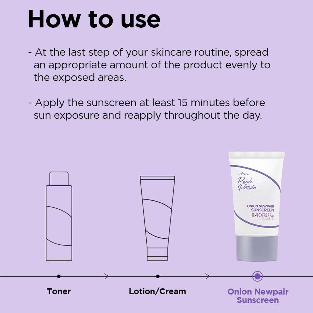 Isntree Purple Protector Onion Sunscreen, SPF40 PA+++ UVA/UVB 50ml/1.69 ...