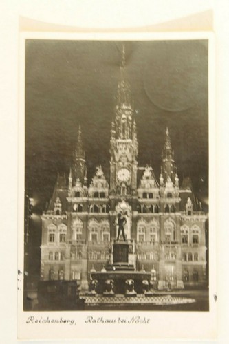 33314 AK Reichenberg Sudeten Rathaus bei Nacht 8. 8. 1940 SS Feldpost ...