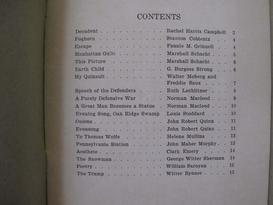 Literature Poems The Tramp Magazine of Poetry William Saroyan Witter ...